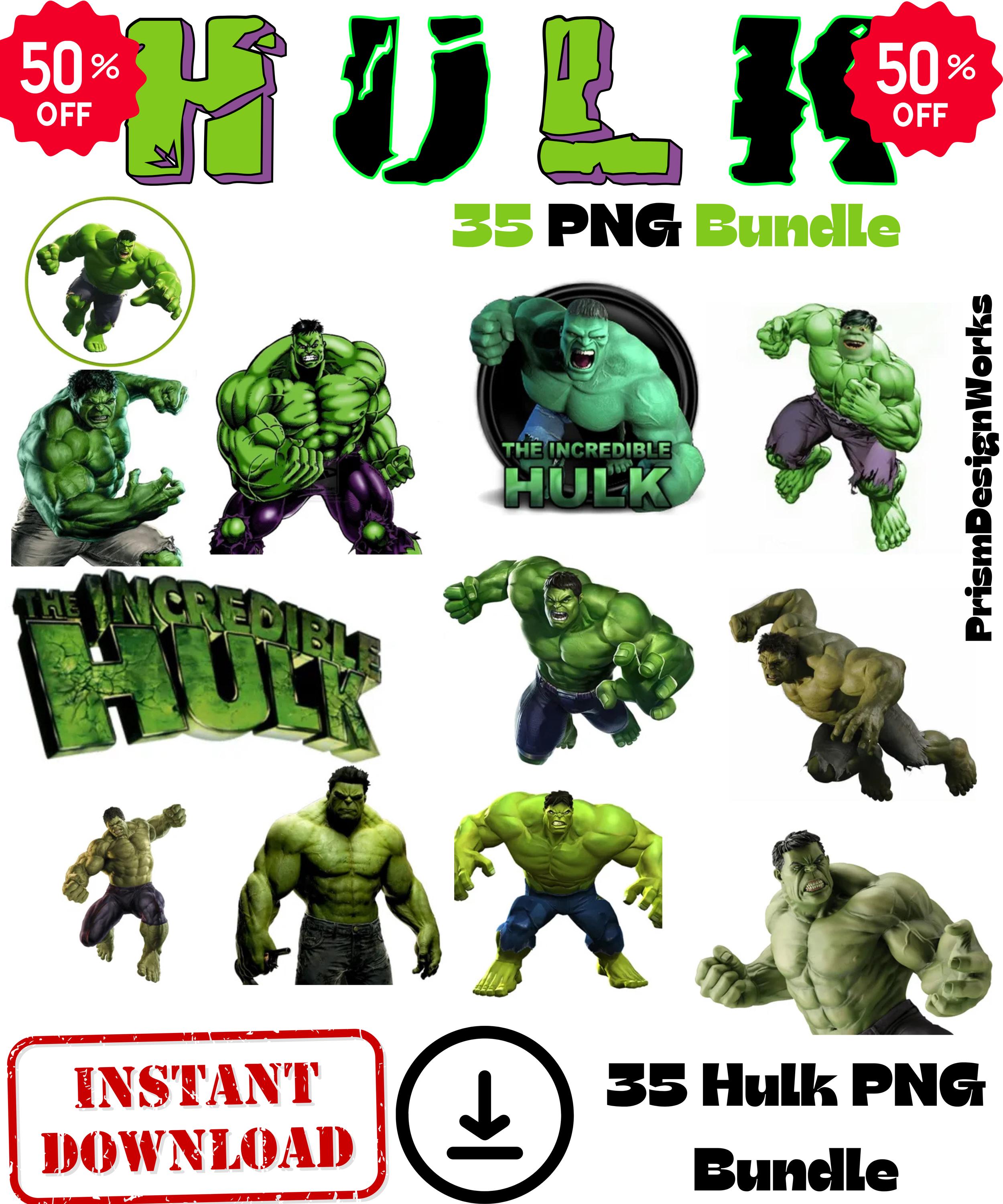 Hulk PNG Bundle 35 Digital Hulk Clipart Designs for Sublimation, T ...