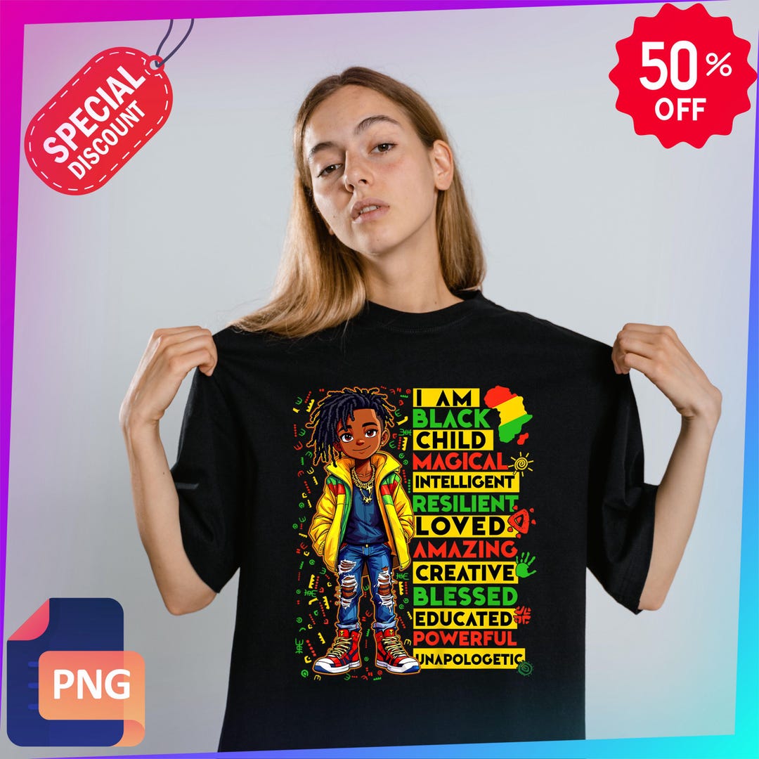 I Am A Black Kid Png, Magical Black Kid Png, Black History Month, Smart ...