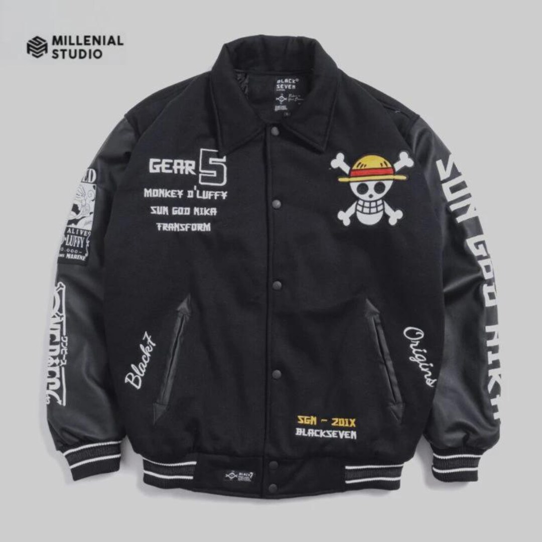 0ne Piece Gear 5 Luffy Varsity Jacket, Anime , Full Embroidered, Bomber ...