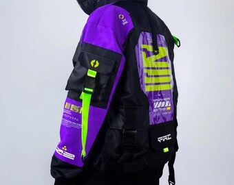 Techwear Hyper Zero Purple Windproof Jacket , Cyberpunk Jacket, Cyber ...