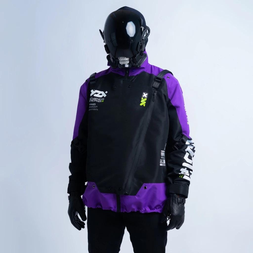 Techwear Hyper Zero Purple Windproof Jacket , Cyberpunk Jacket, Cyber ...