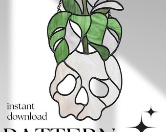 Skull Hanging Planter - Stained Glass Pattern - Etsy
