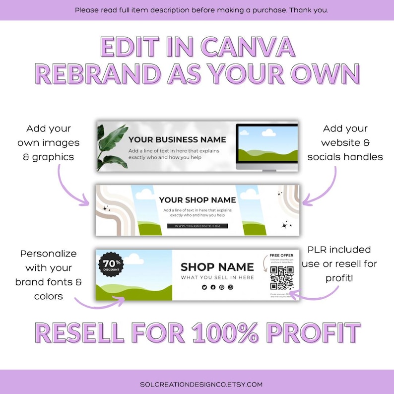 52 Etsy Shop Banner Mockup Bundle for Canva | Etsy Banner Templates for ...