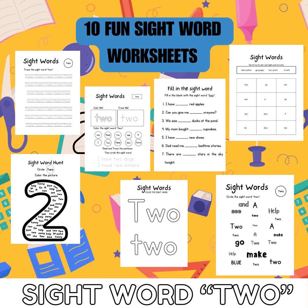 Pre-k Sight Word “TWO” - Etsy