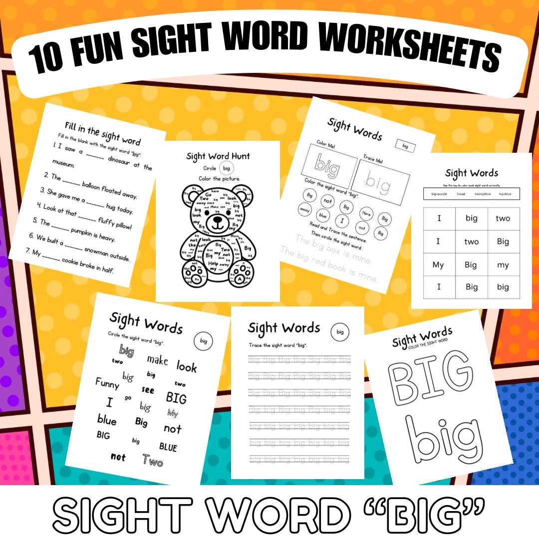 Pre-k Sight Word “BIG” - Etsy