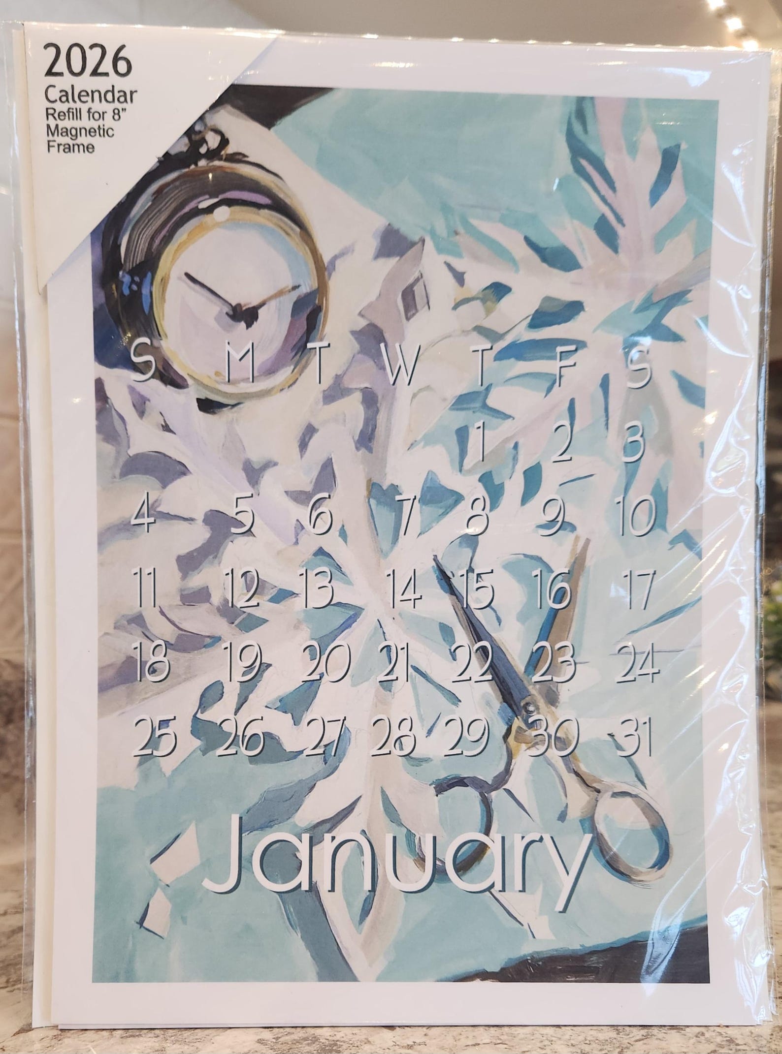 2026 Wall Calendar REFILL Featuring Artwork by Temple Moore, Snowflakes ...