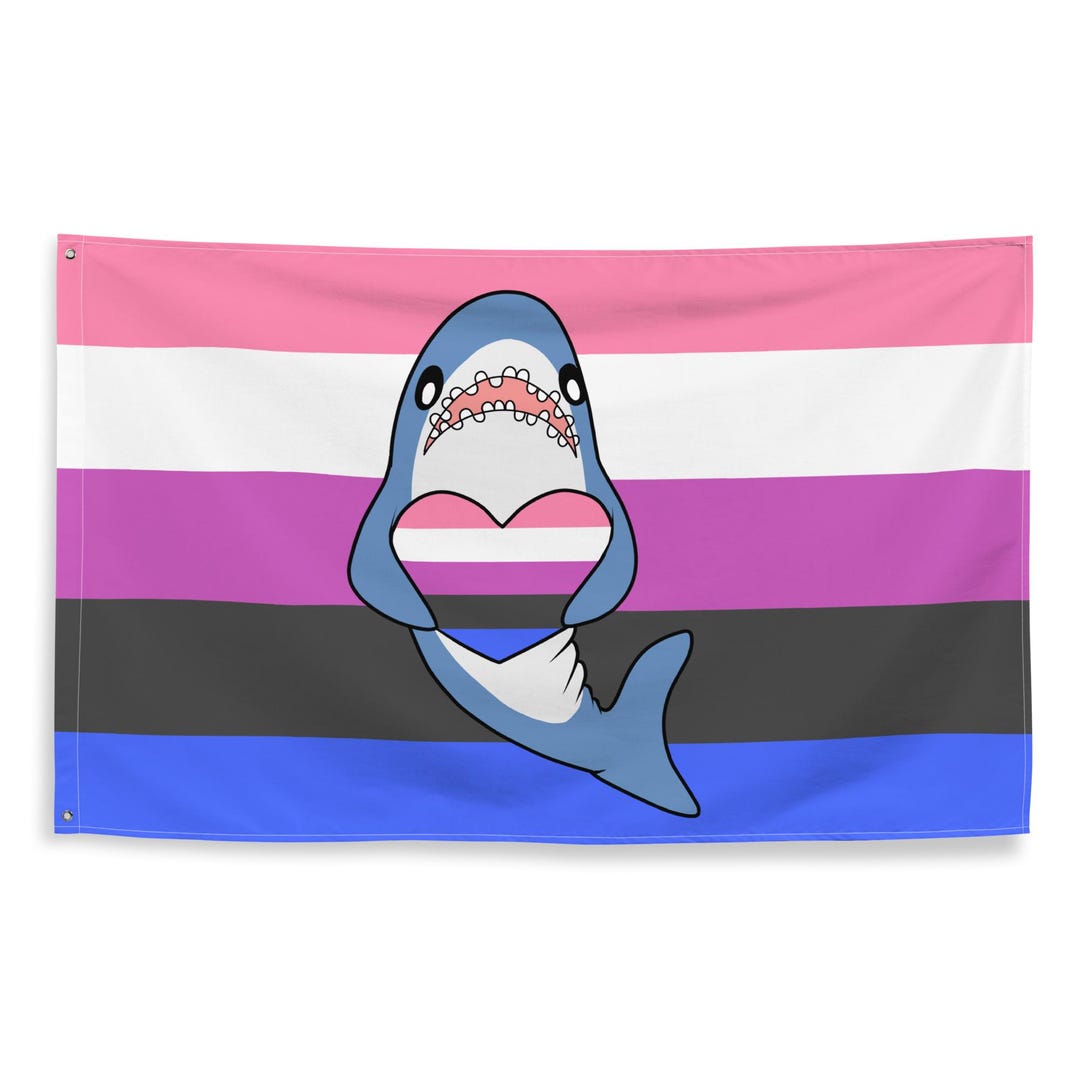 Genderfluid Blåhaj Pride Flag - Etsy