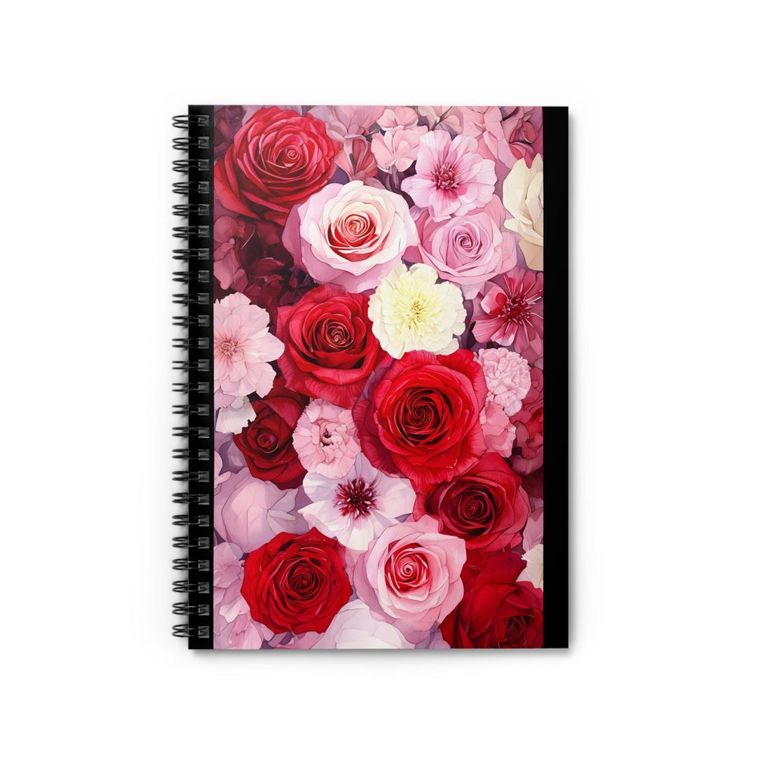 Watercolor Pink Roses Floral Spiral Notebook, Ruled Line, Journal ...
