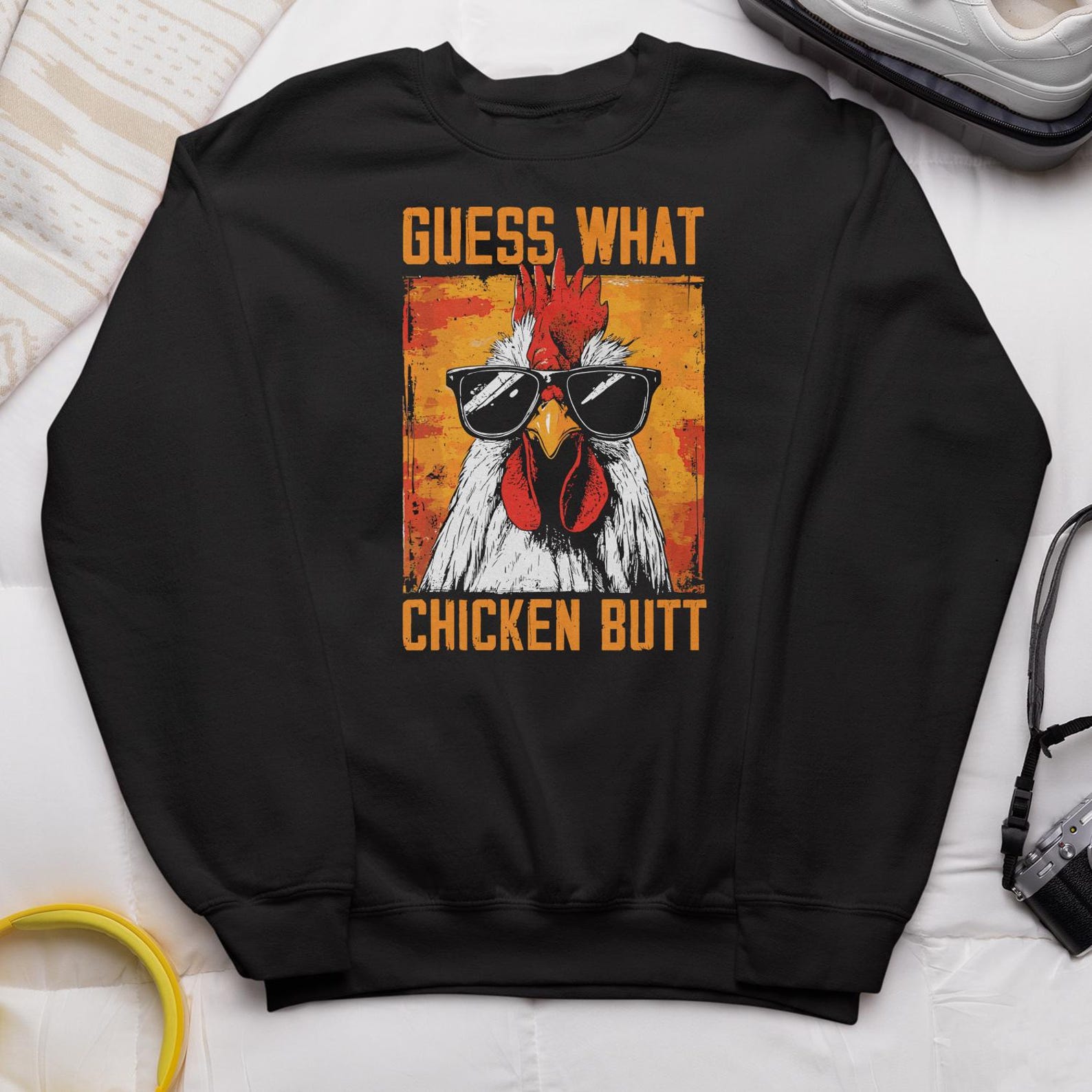Guess What Chicken Butt, Funny Rooster Design, Funny Saying Joke Theme ...
