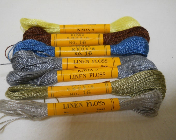 7 RARE Vintage Skeins W.J. Knox's Linen Embroidery Floss Thread 1960s ...