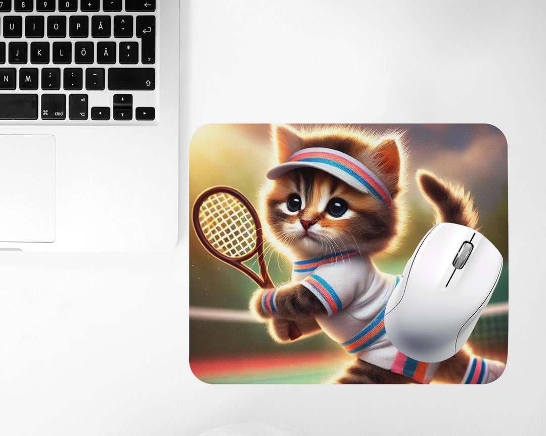 Tennis Cat Mouse Pad Wimbledon Themed Gift for Cat Lover Court Game ...