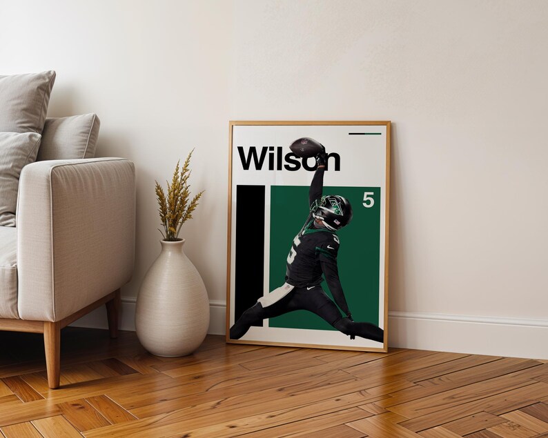 Garrett Wilson Poster - New York Jets Wall Art - NFL Football Print ...