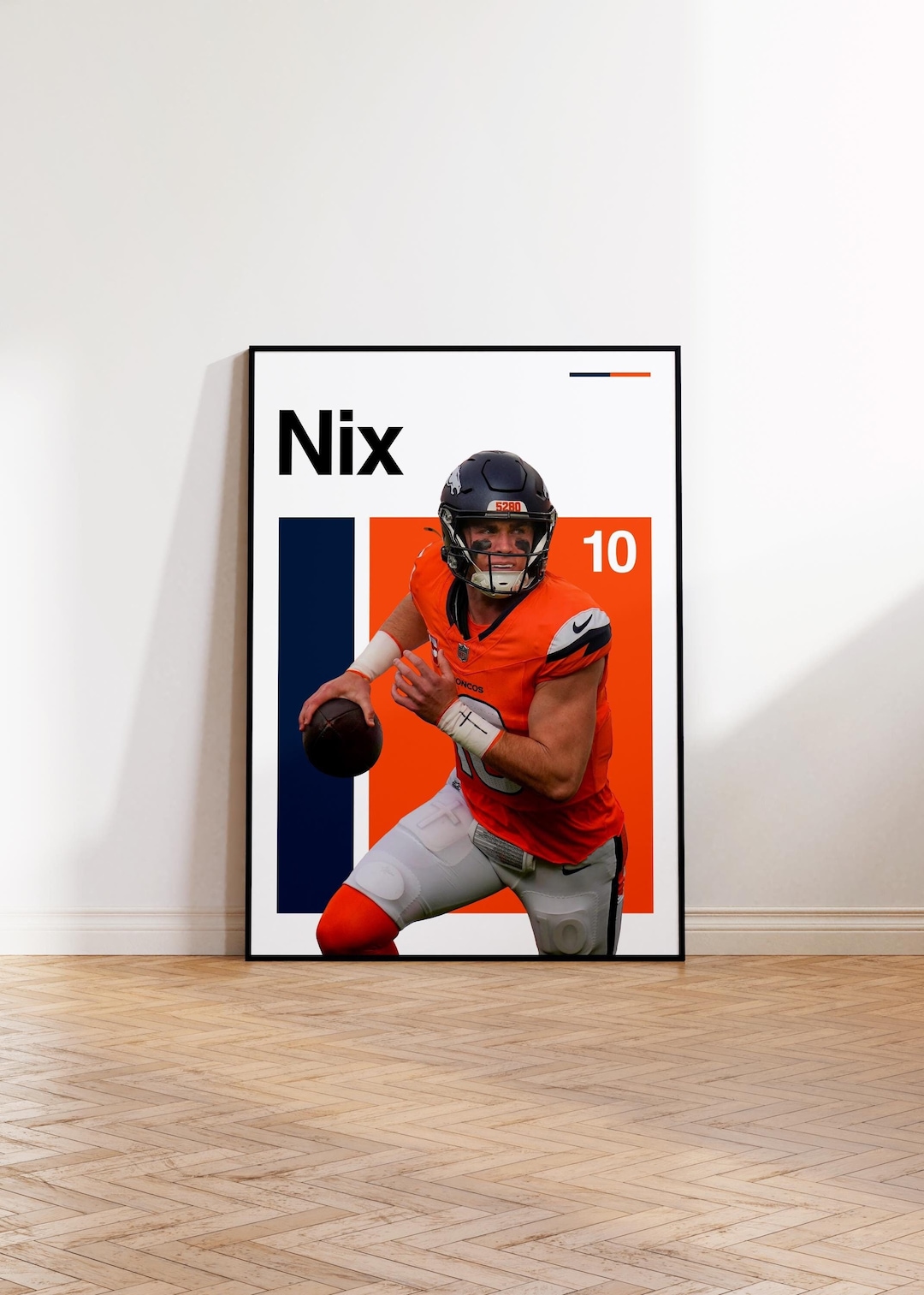 Bo Nix Poster - Denver Broncos Wall Art - NFL Football Print - Sports ...