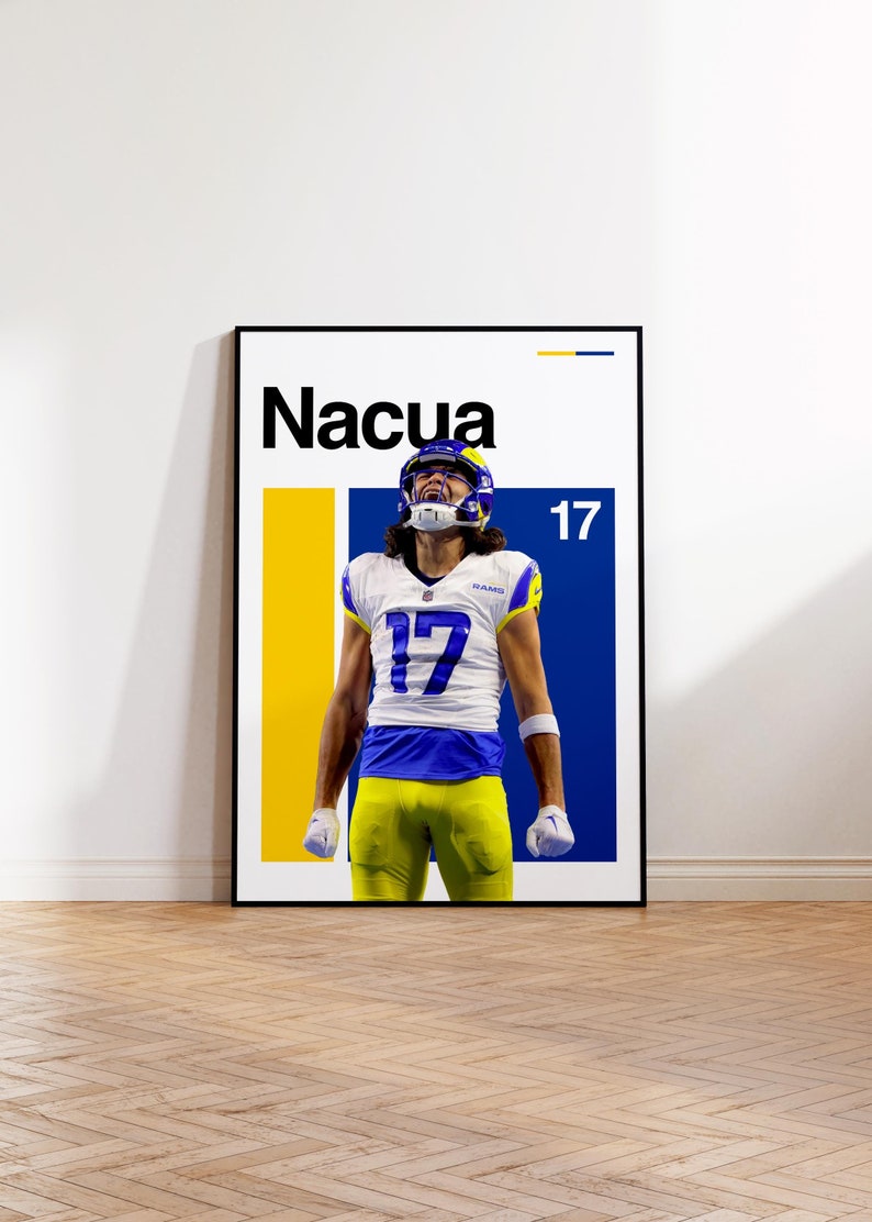 Puka Nacua Poster - Los Angeles Rams Wall Art - NFL Football Print ...