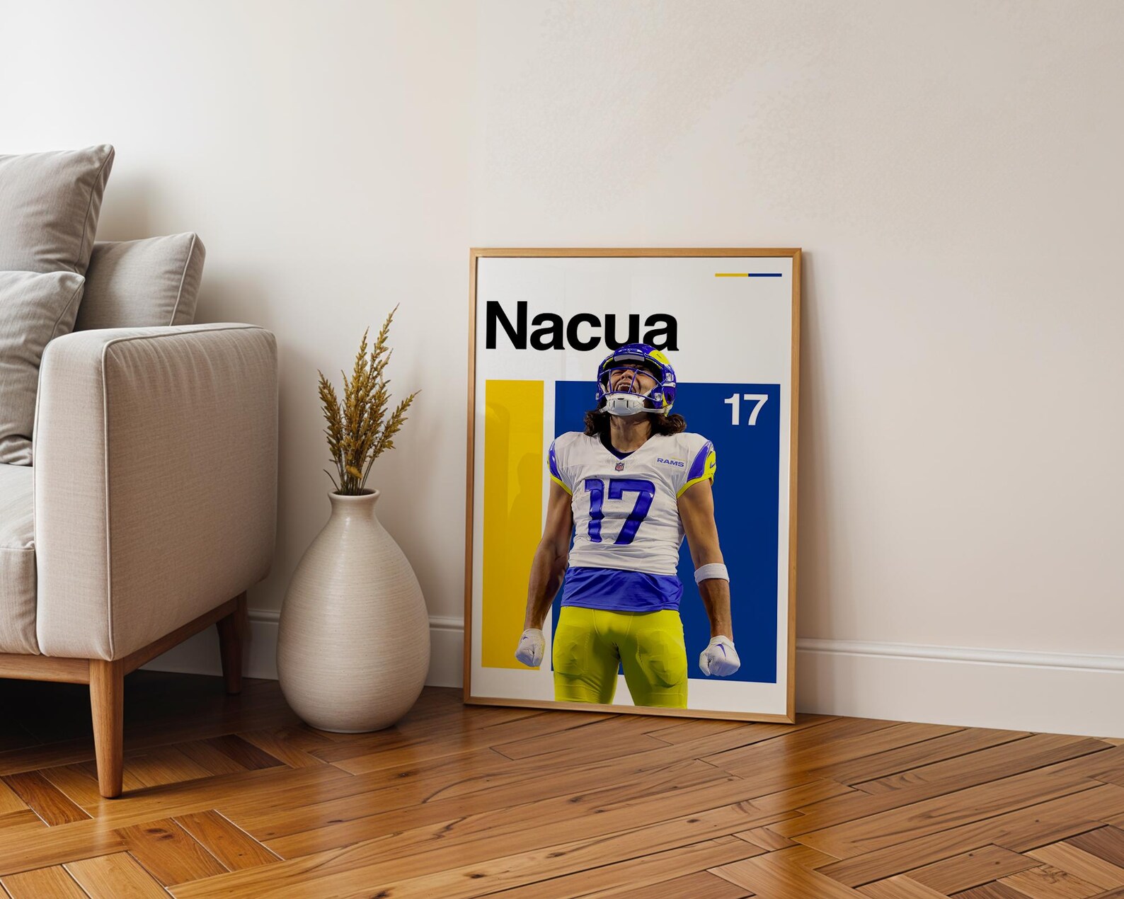 Puka Nacua Poster - Los Angeles Rams Wall Art - NFL Football Print ...