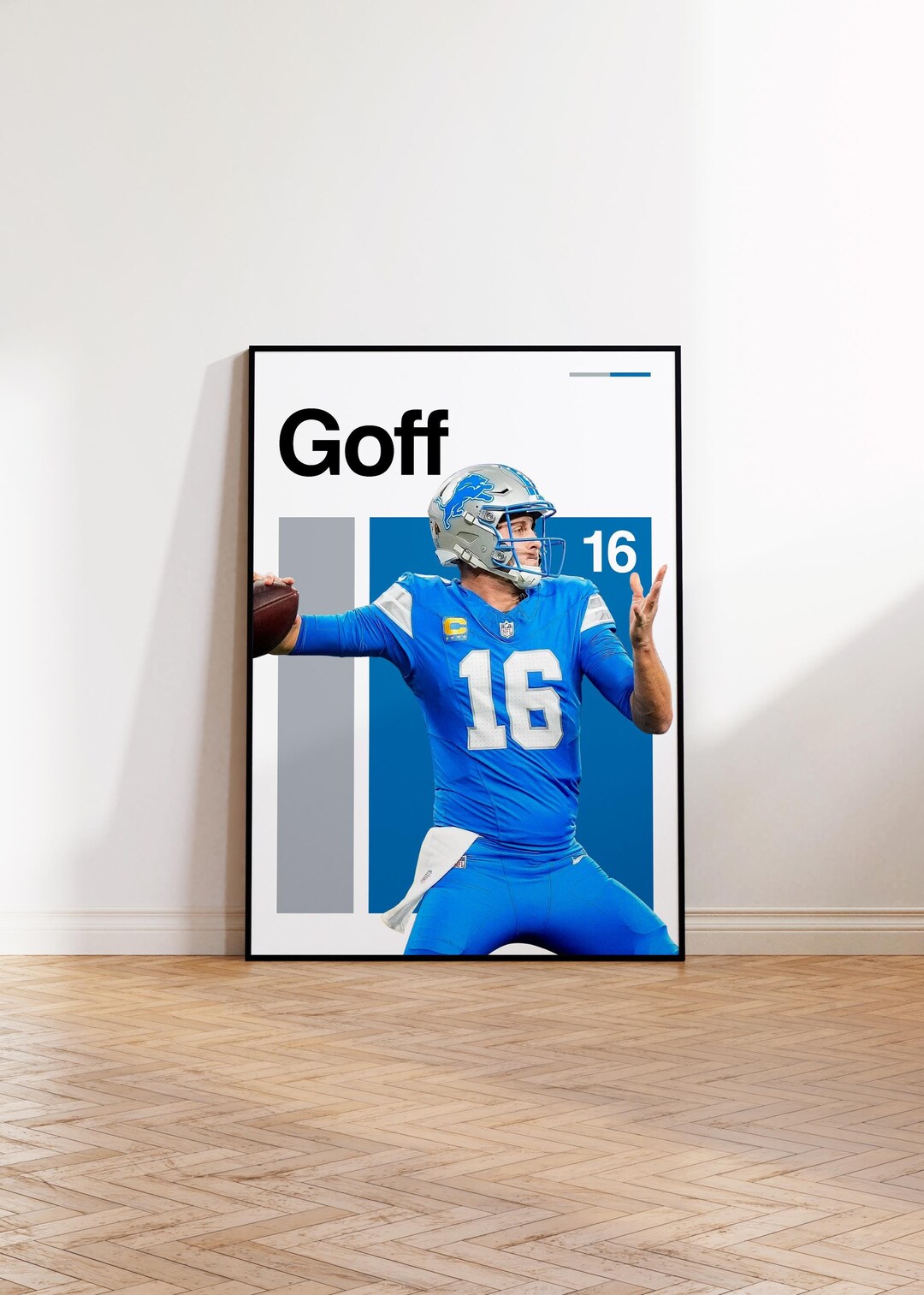 Jared Goff Poster - Detroit Lions Wall Art - NFL Football Print ...
