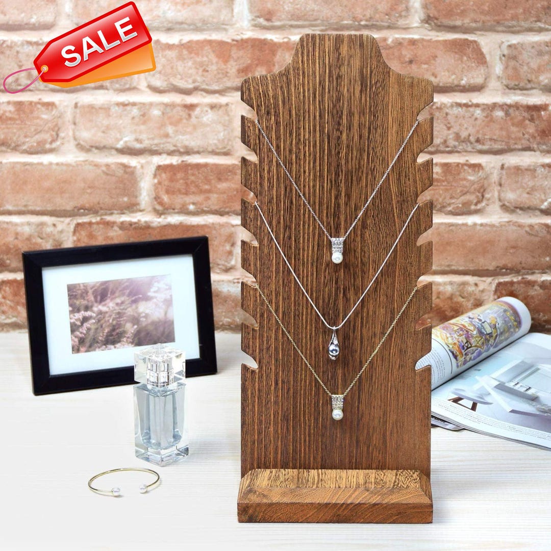 Wooden Freestanding Necklace Holder Stand for Multiple Necklaces ...