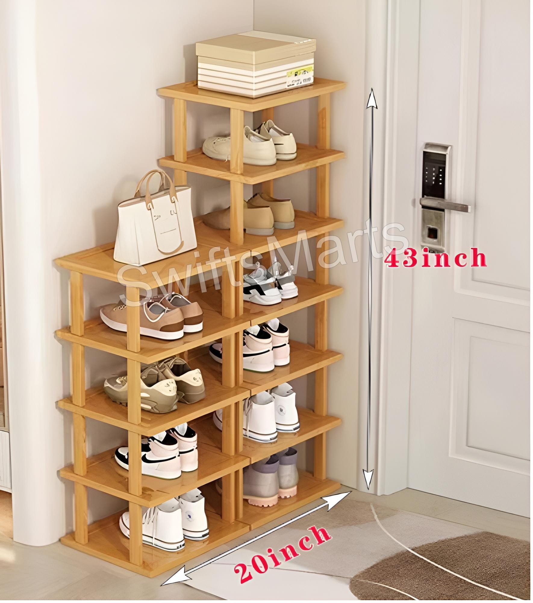 Bamboo Multi-tier Shoe Rack: Entryway Organizer, Space Saving Design - Etsy