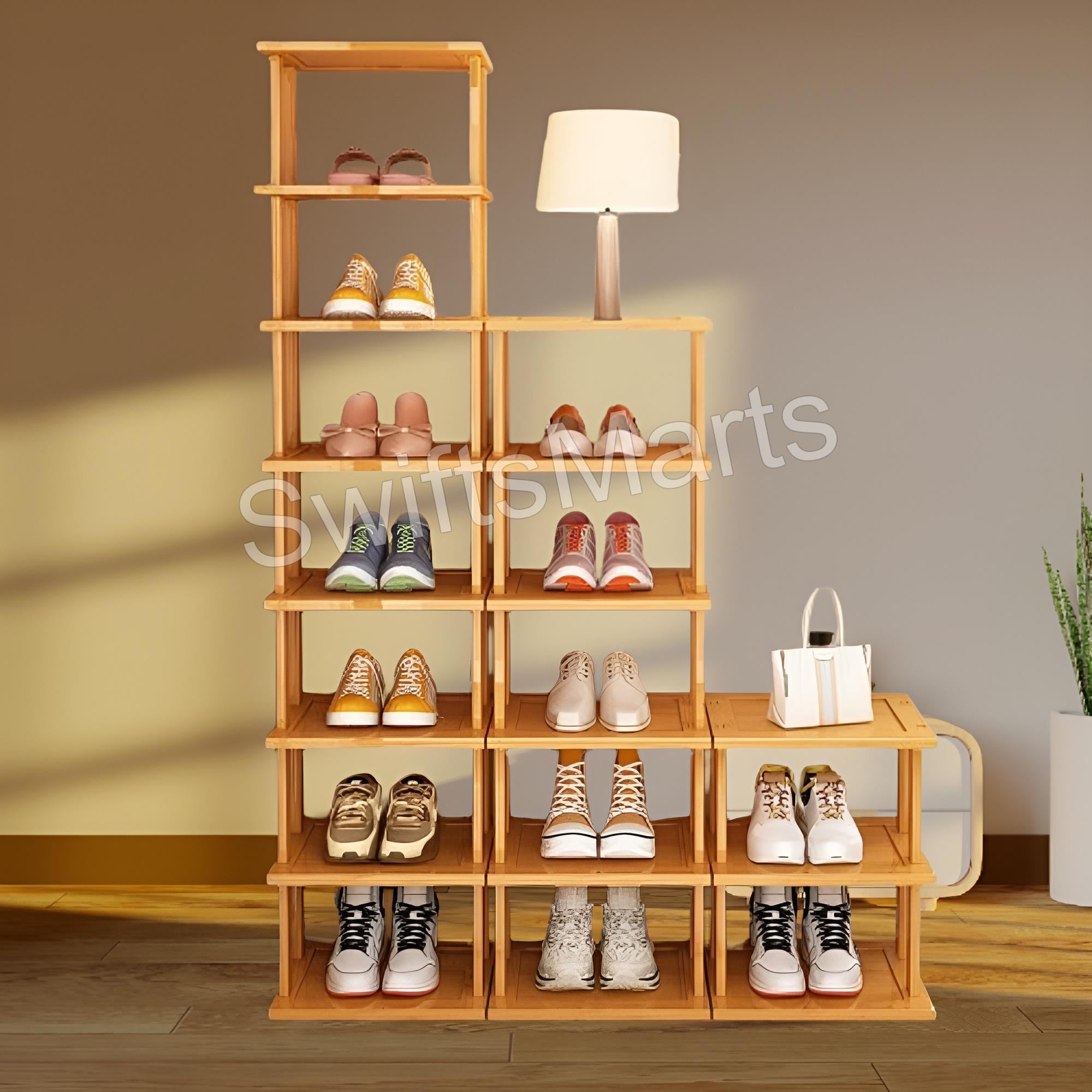 Bamboo Multi-tier Shoe Rack: Entryway Organizer, Space Saving Design - Etsy