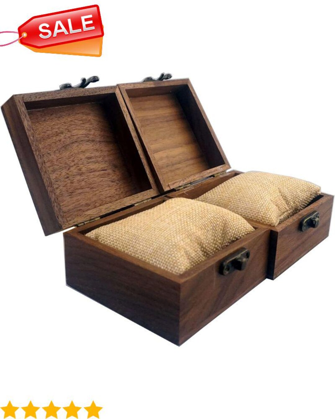 2pcs/pack Walnut Wood Box for Crafts, Jewelry Box and Watch Box Wooden ...