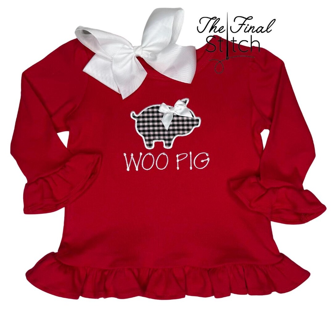 Woo Pig Girl Ruffle Shirt applique - Etsy