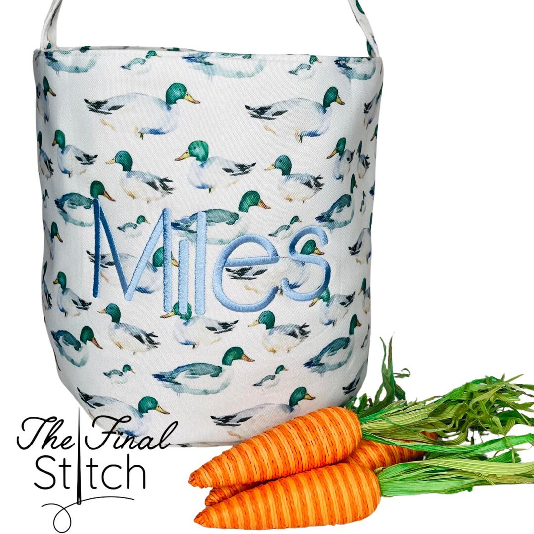 Ducks Monogrammed Easter Basket, Personalized Easter Basket ...