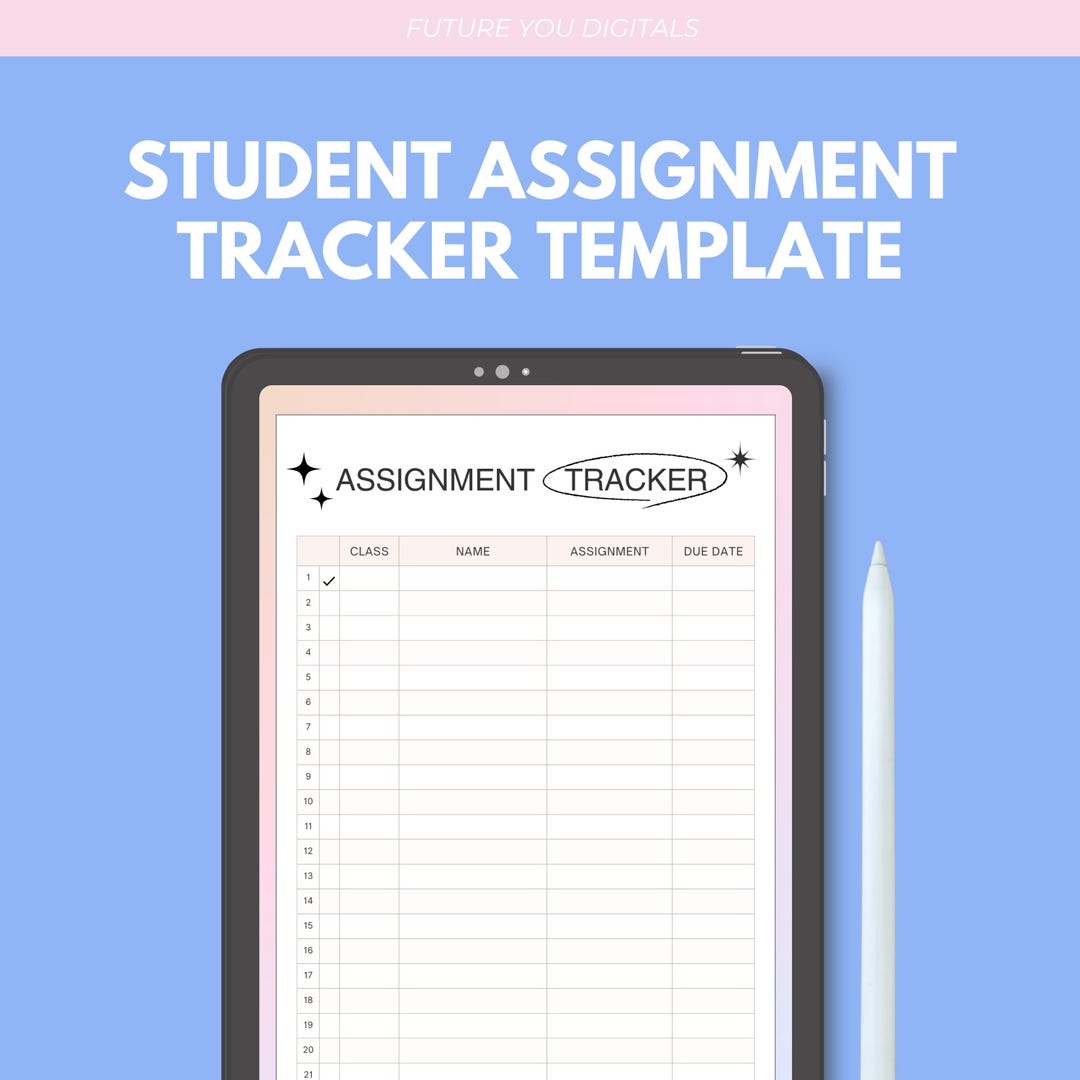 Assignment Tracker Planner Template PNG | Digital Homework Organizer ...