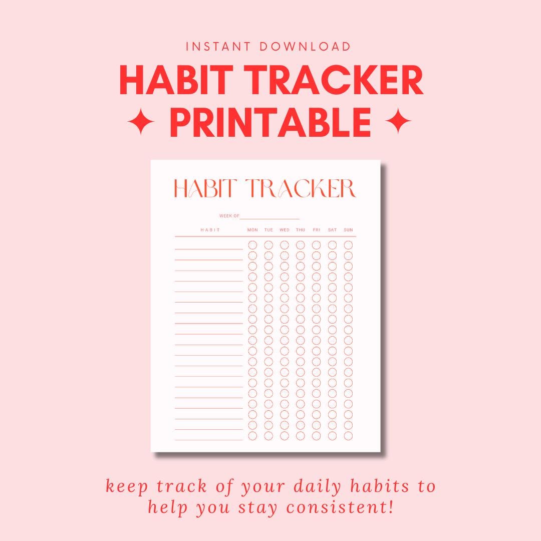 Daily Habit Tracker Template - Digital Planner Printable for Goal ...