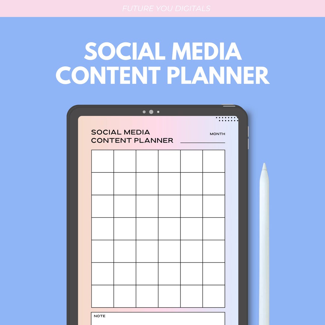 Digital Social Media Planning Template| Minimalist Printable Content ...