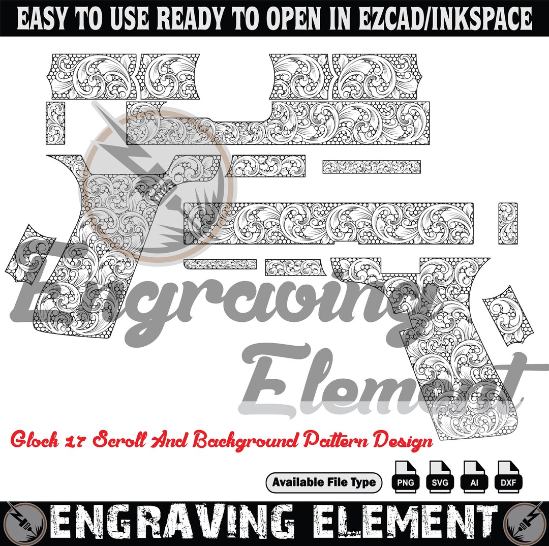Engraving Element Glock 17 Scroll and Background Pattern Design - Etsy