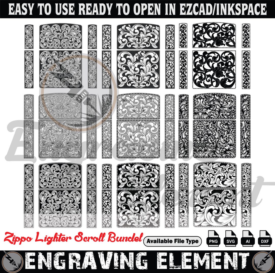 Engraving Element Zippo Lighter Scroll Bundel Design - Etsy