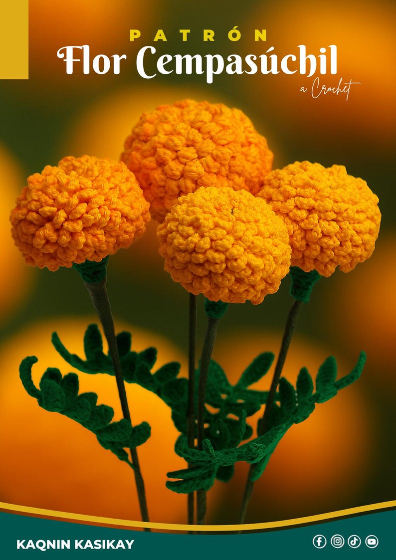 Crochet Cempasúchil Flower Pattern PDF – Spanish + English | Woven ...