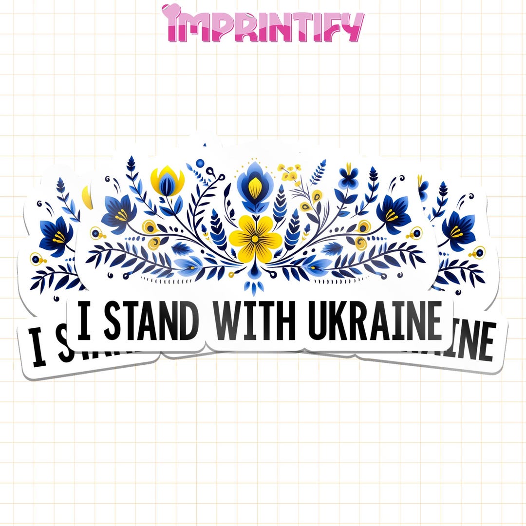Floral I Stand With Ukraine Stop Wars Anti Trump Decal Waterproof Vinyl ...