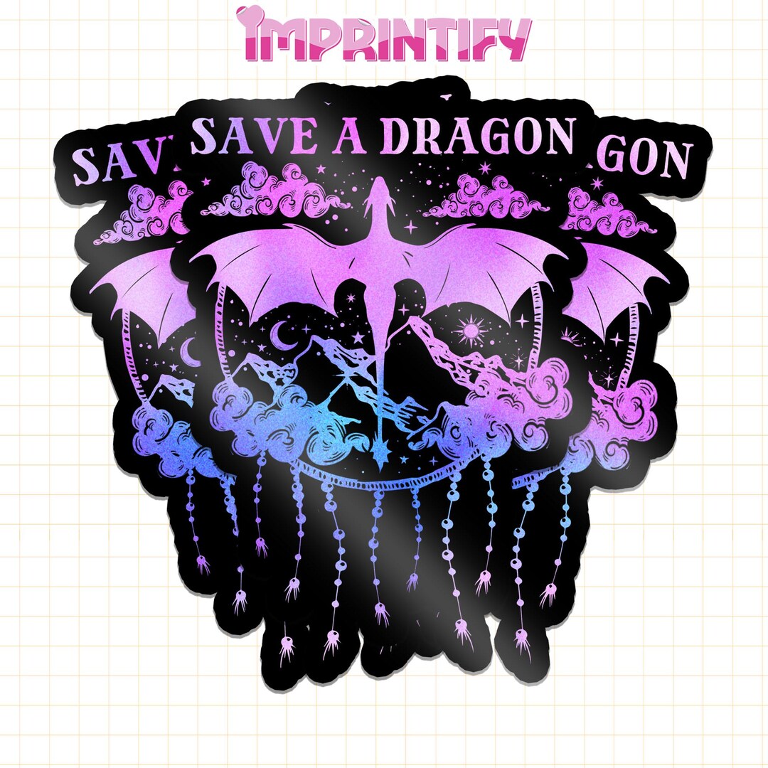 Save A Dragon Sticker Fantasy Reader Bookish Romantasy Decal Waterproof ...