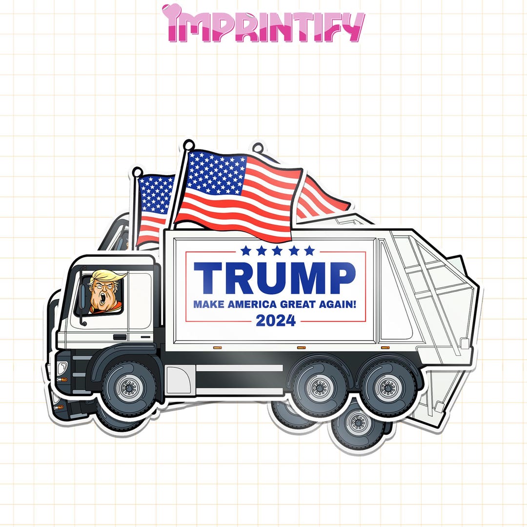 Garbage Truck Trump Decal Maga 2024 Make America Great Again Stickers ...