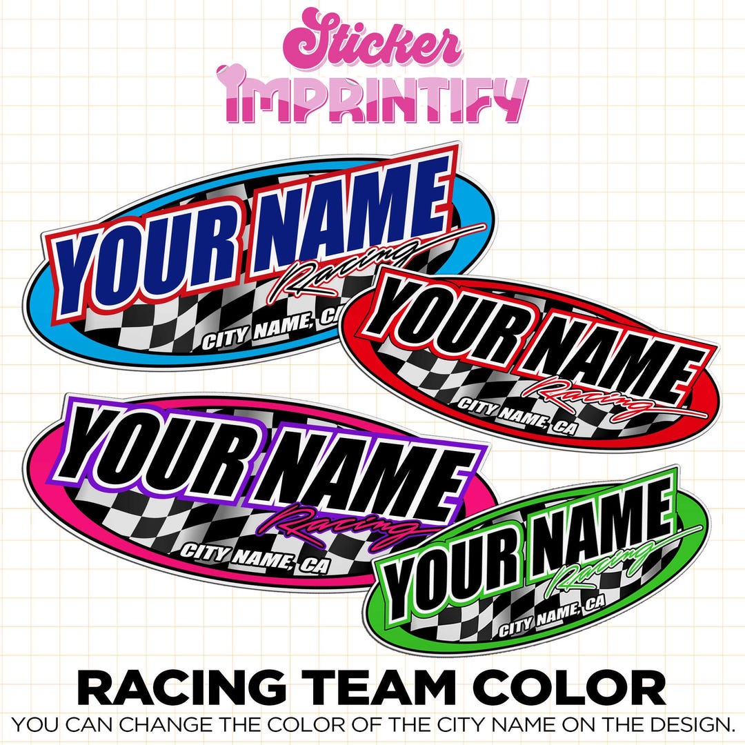 Custom Racing Team Name Sticker Personalized Race You Pick Your Name ...