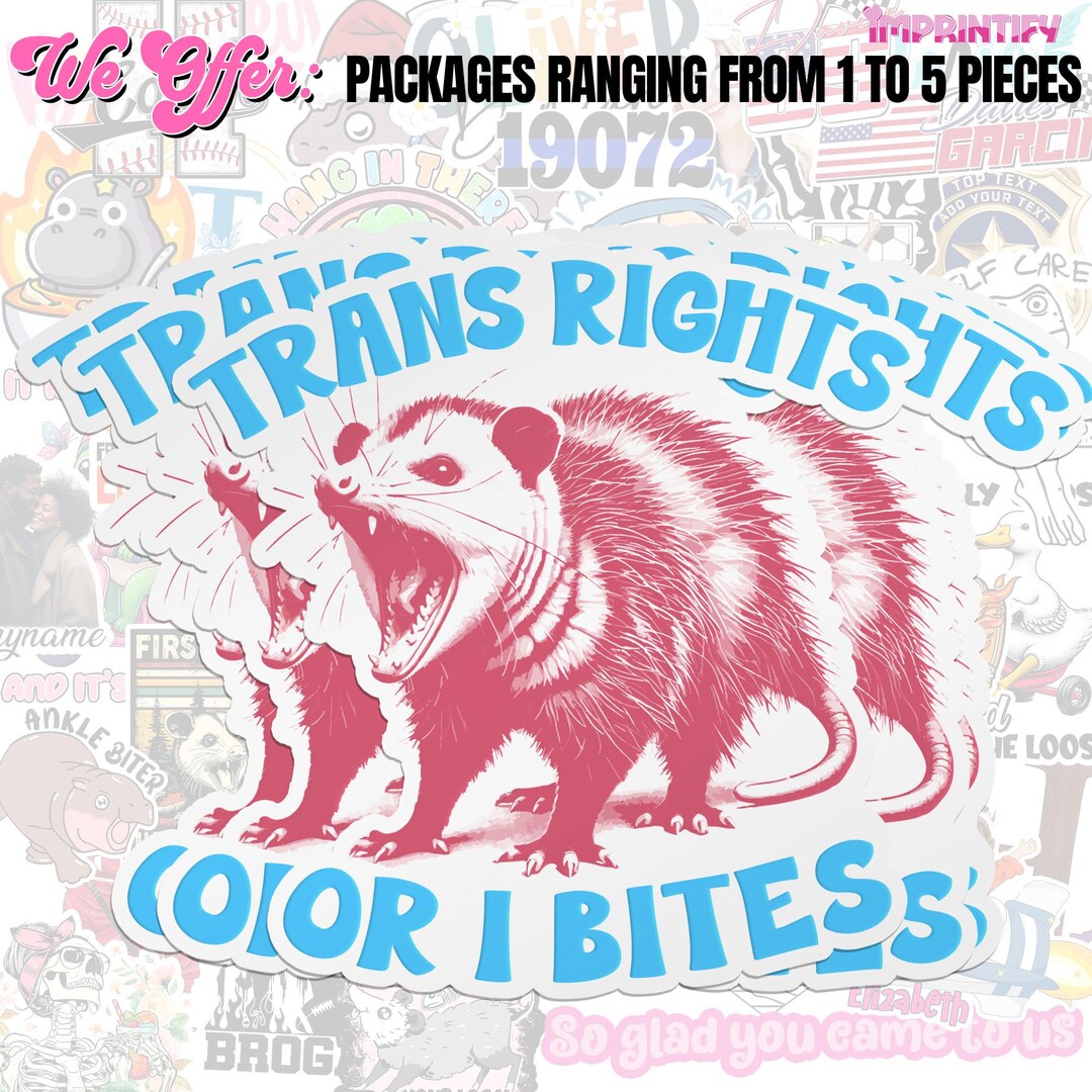 Trans Rights or I Bites Sticker Possum Liberal LGBTQ Funny Queer Decal ...
