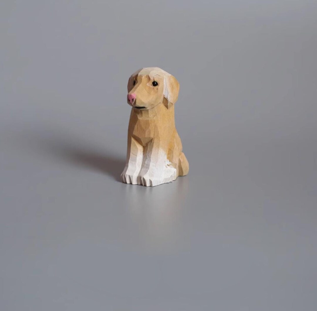 Handmade Wooden Dog Sculpture Modern Minimalist Dog Figurine Wood ...