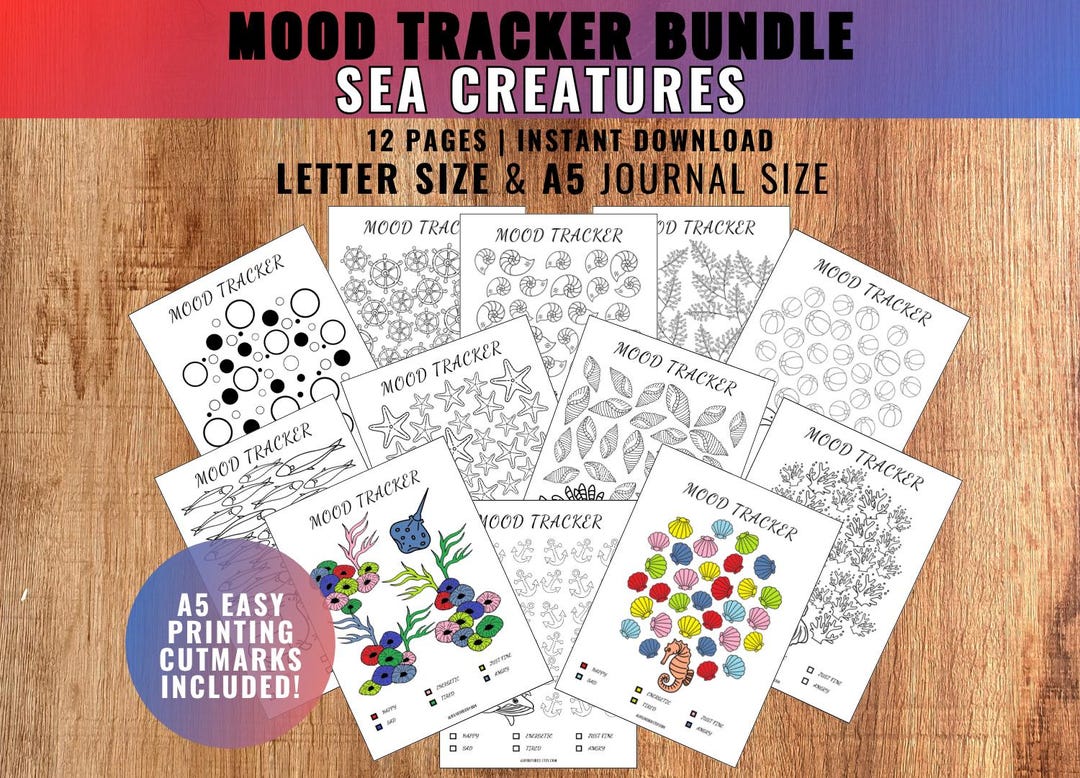 SEA CREATURES - Mood Trackers Bundle- Bundle Monthly - PRINTABLE ...