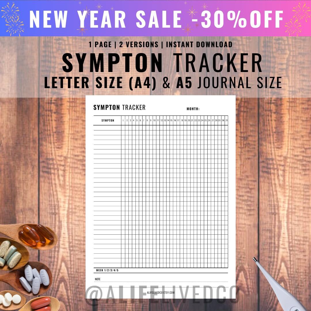 Symptom Tracker PRINTABLE Tracker Symptom Log A5 Journal Page Health ...