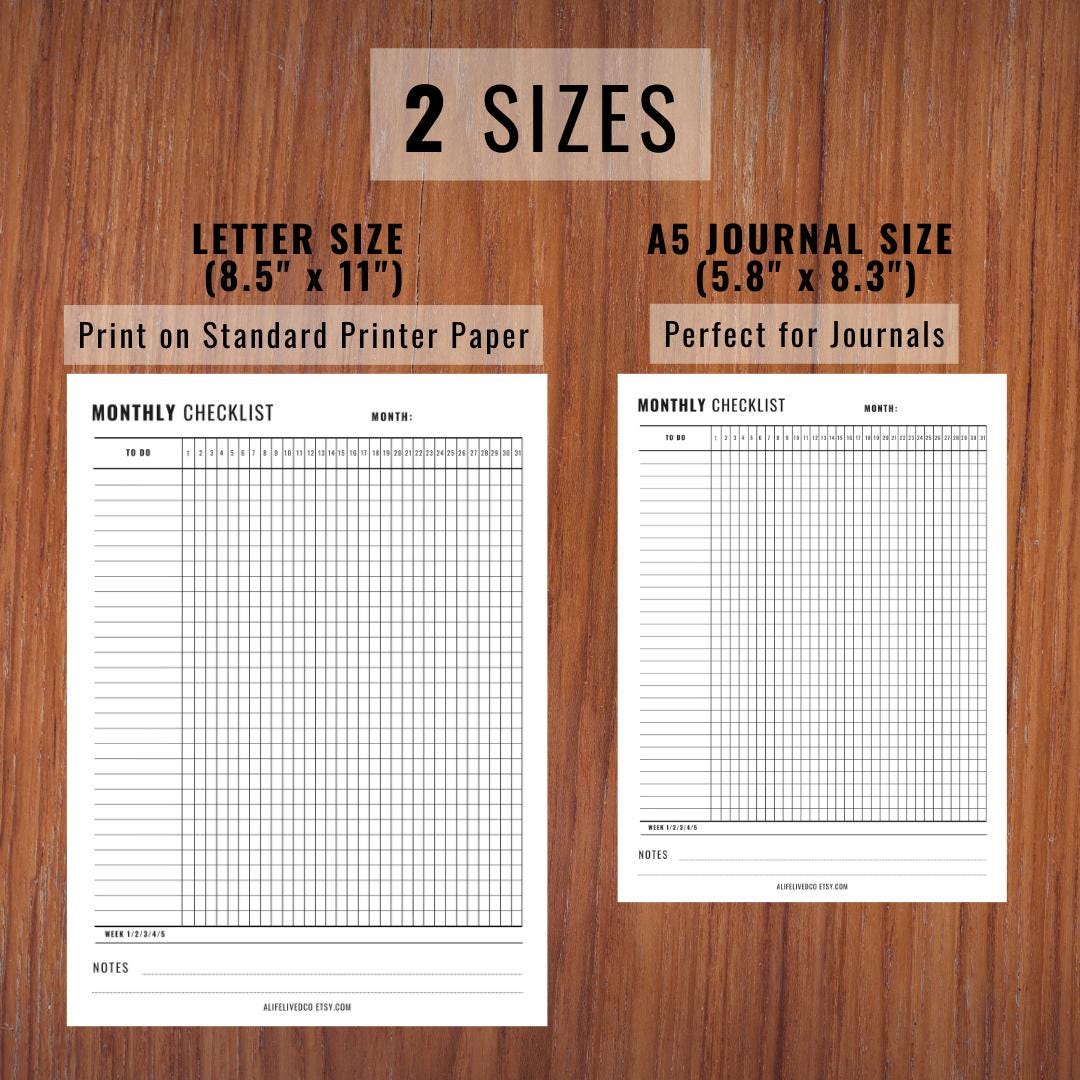 Monthly Checklist Printable-minimalist Monthly Checklist-task Planner ...