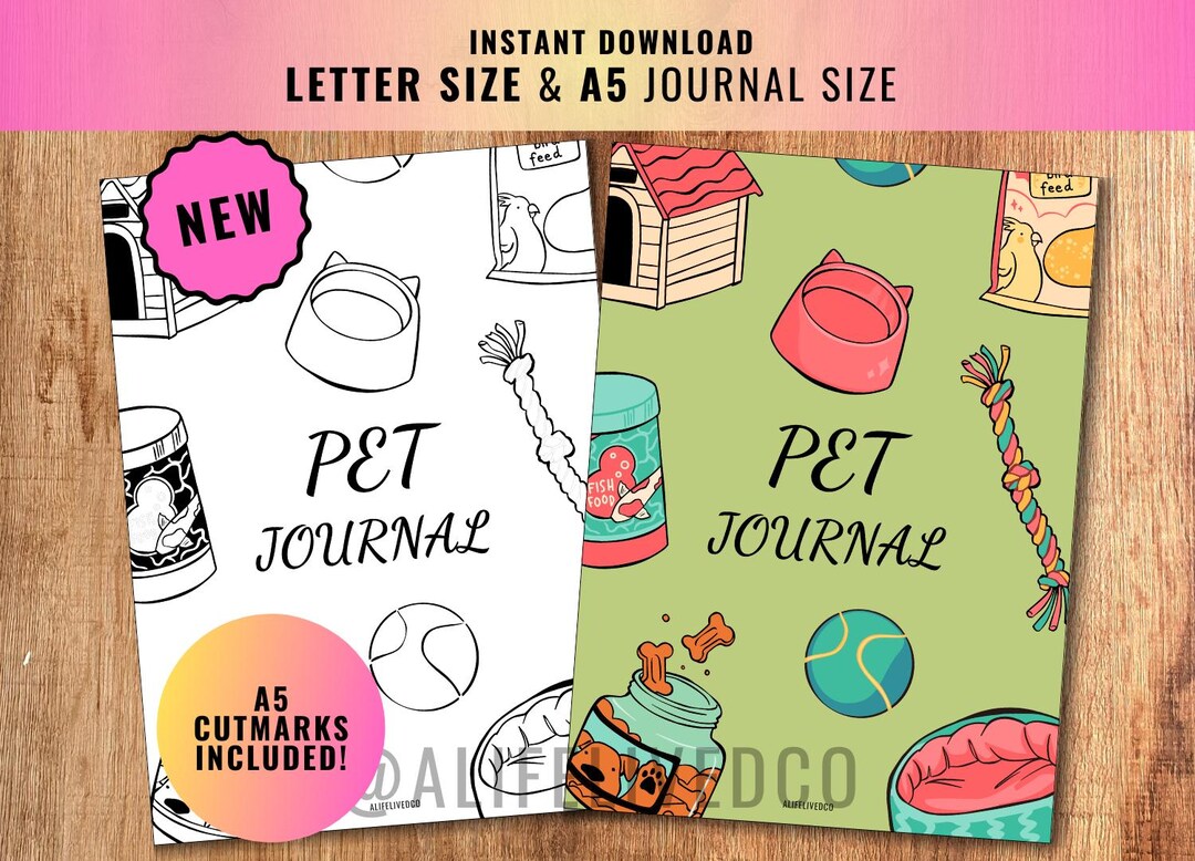 PET JOURNAL Page - TITLE Page - Digital Planner Pages - Printable ...