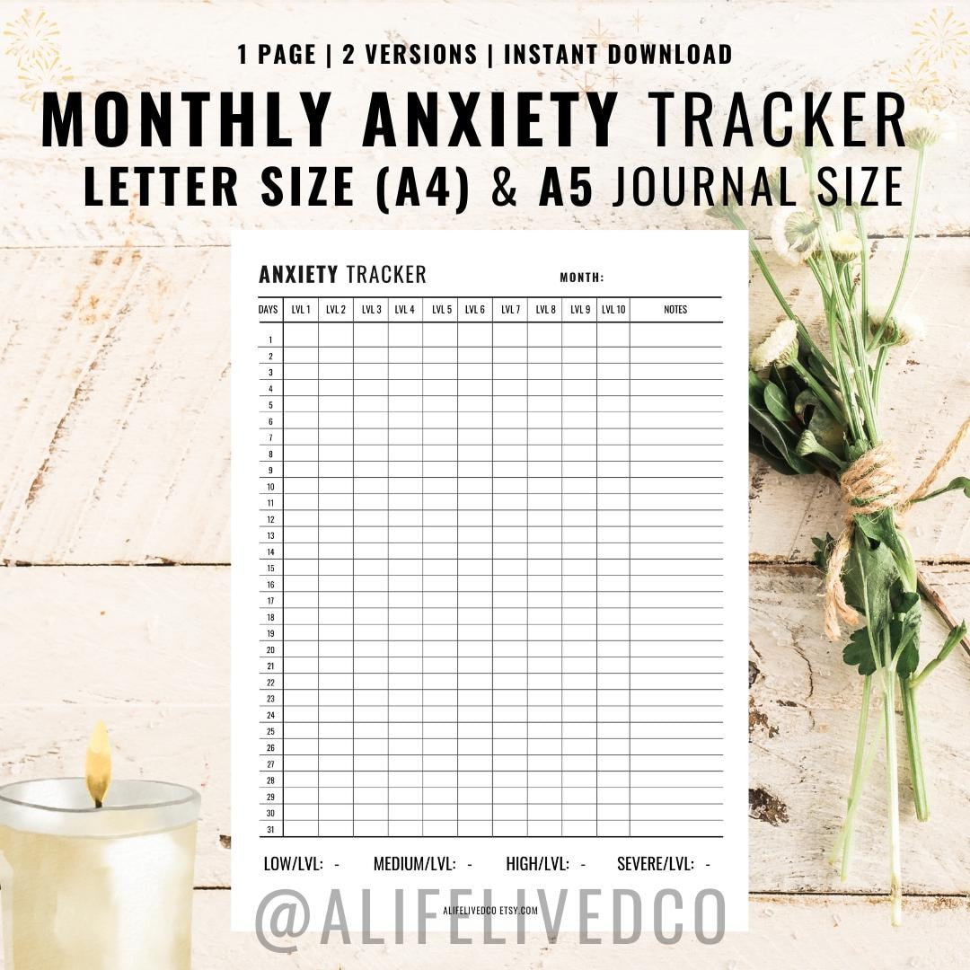 Anxiety Tracker - Anxiety Log - Habit Tracker - Anxiety Journal ...