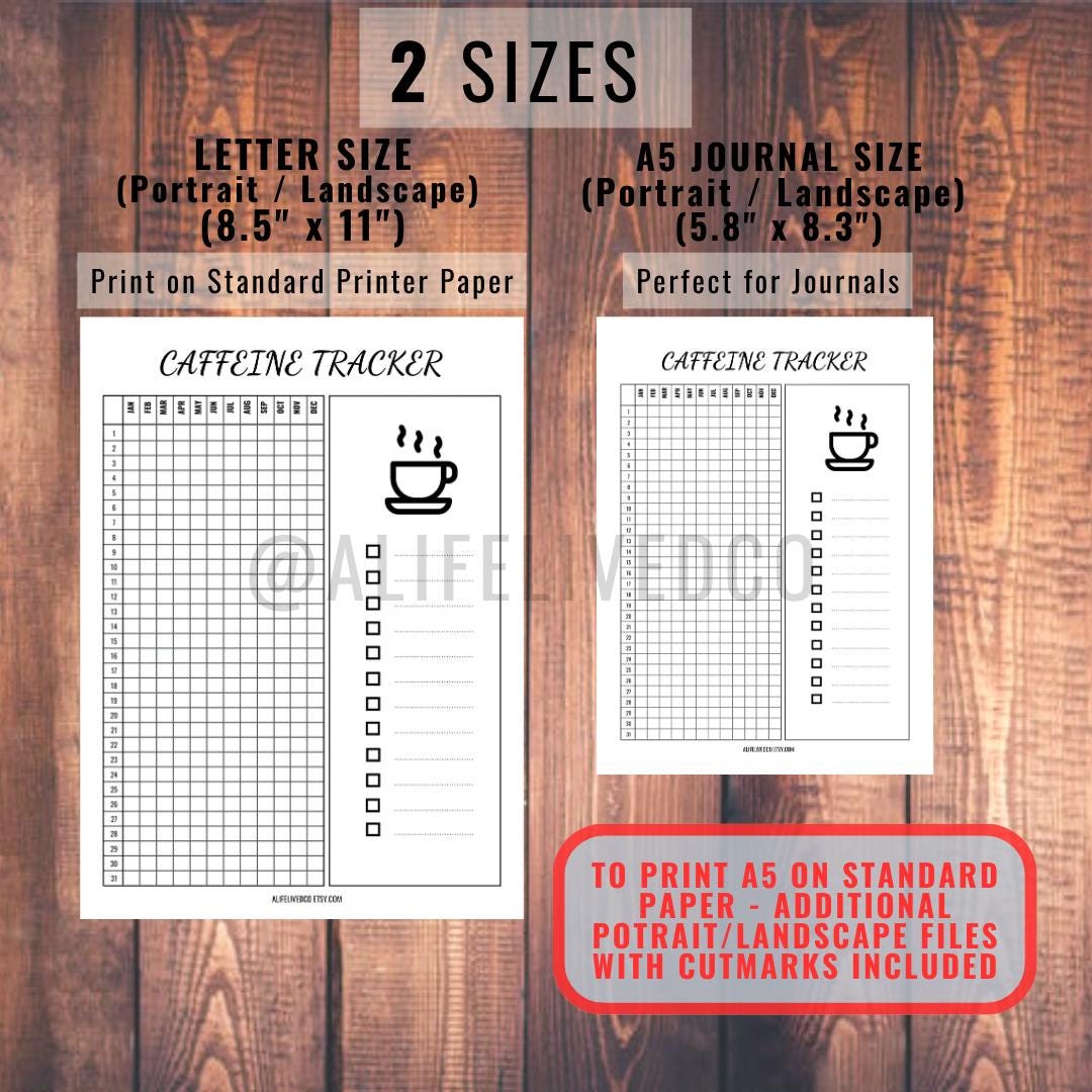 Caffeine Tracker -coffee Tracker -PRINTABLE Journal Page -health ...