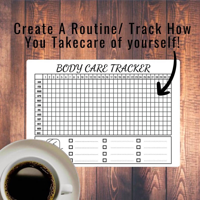 Yearly Body Care Tracker - Printable Journal Page - Habit Tracker ...