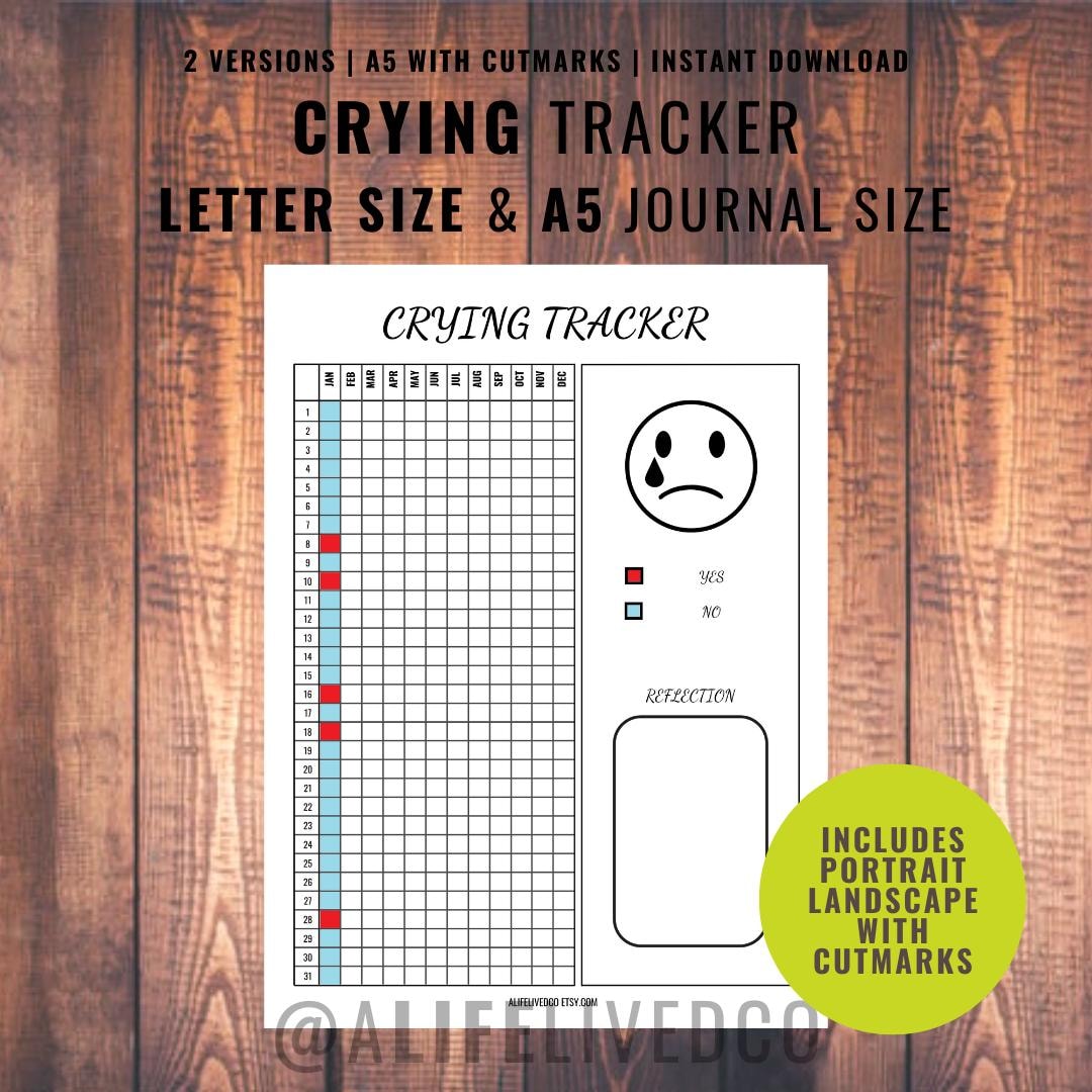 Crying Tracker - Crying Log Tracker - Mood Tracker - Sad Tracker ...