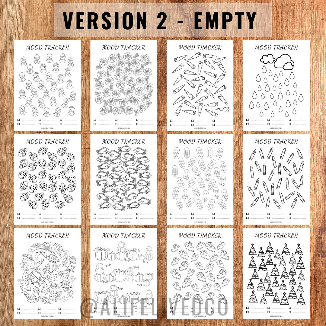 12 Monthly Mood Trackers - Bundle Value Pack - Habit Trackers - Emotion ...