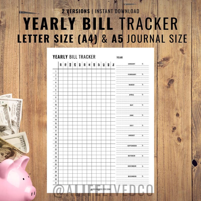 Bill Tracker - Expense Tracker -bill Payment Tracker - Bill Checklist ...