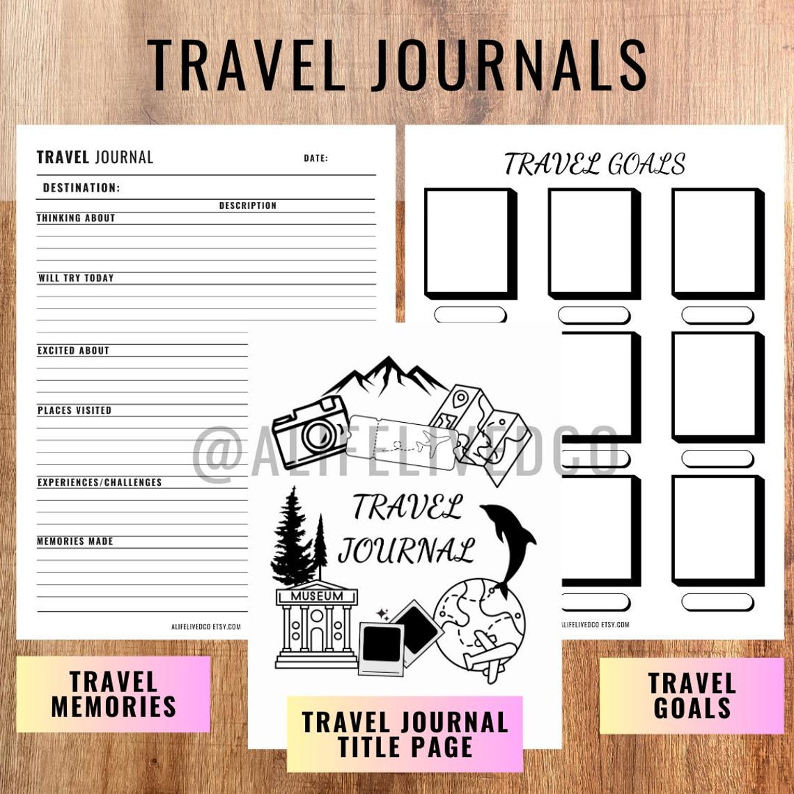 Travel Journal Trackers Bundle - Bucket List - PRINTABLE Journal Pages ...