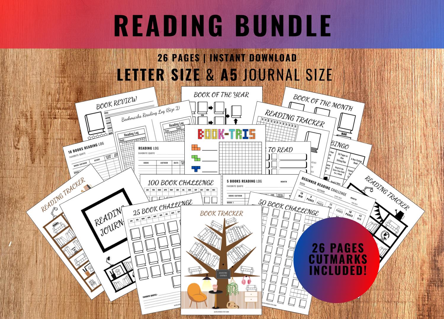 READING Journal Pages - Printable Bundle -2025 Bullet Journal-bujo ...